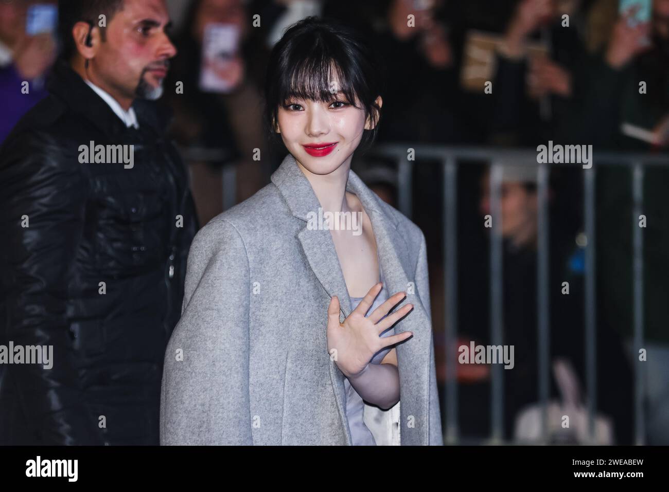 Milan, Italy. 14th Jan, 2024. Karina is attending the Prada Dinner Gala during the Milan Fashion ...