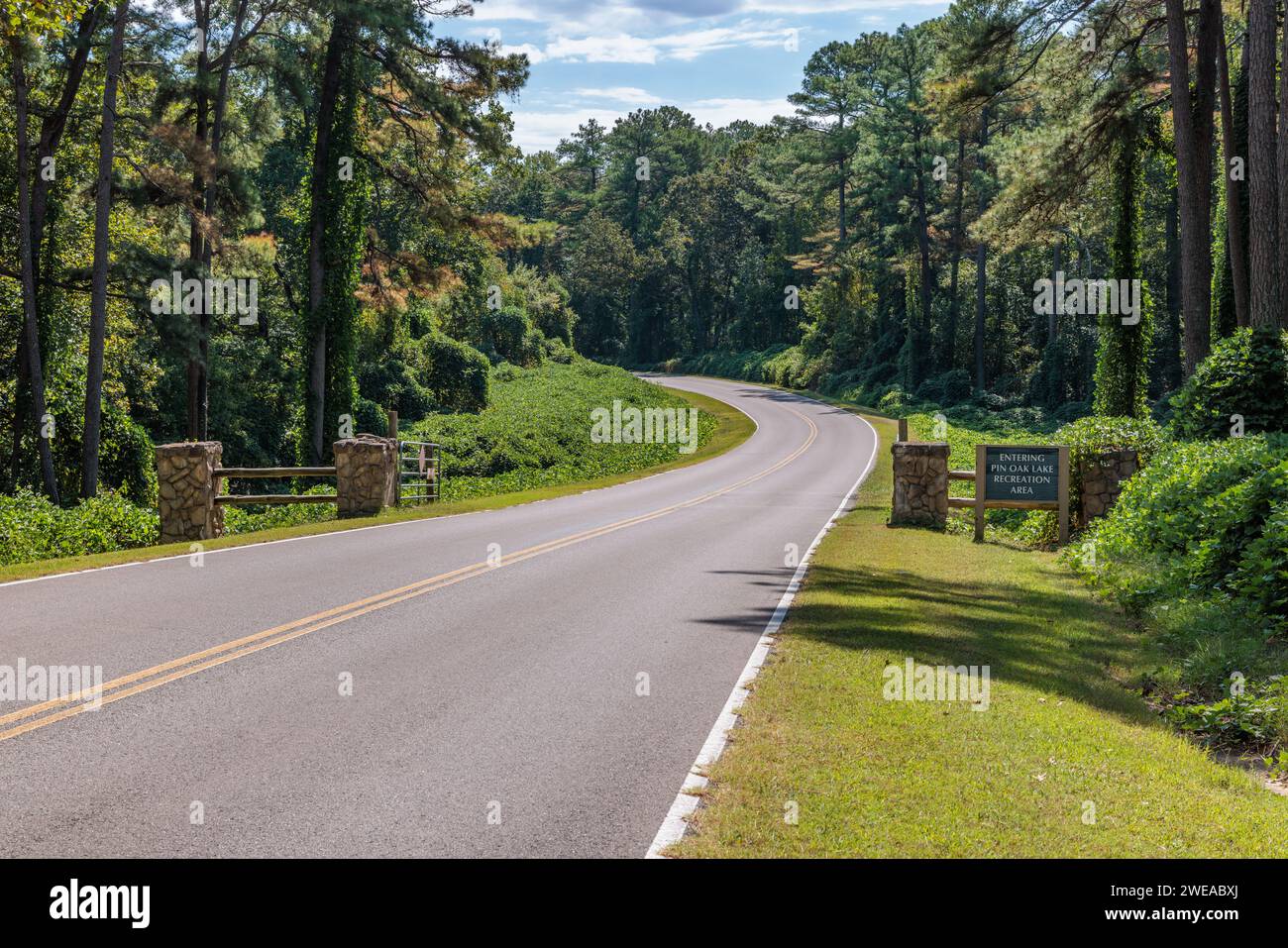 Sign at entrance to the Pin Oak Lake Recreation Area of Natchez Trace ...