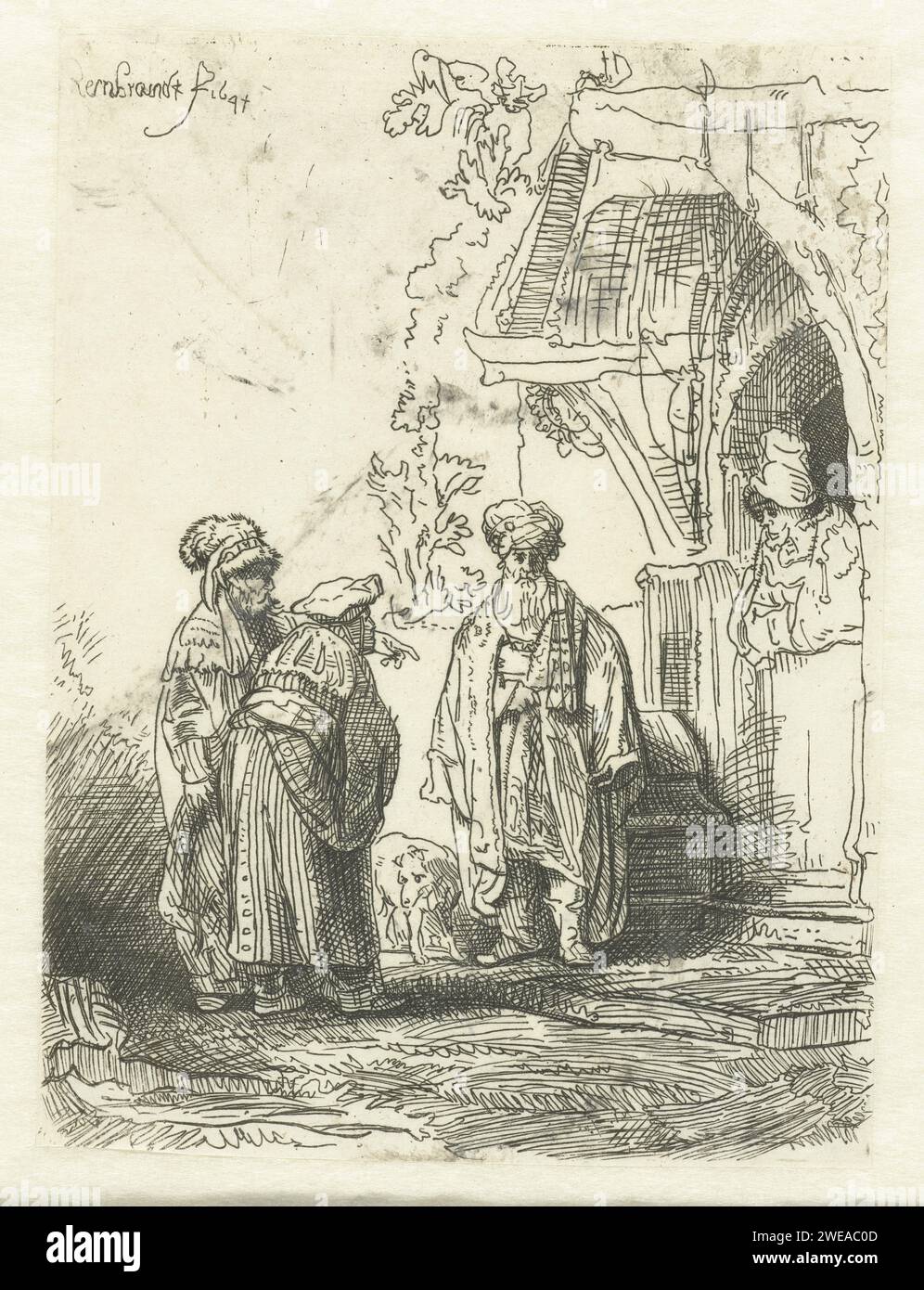 Three Oriental Figures (Jacob and Laban?), Anonymous, After Rembrandt ...