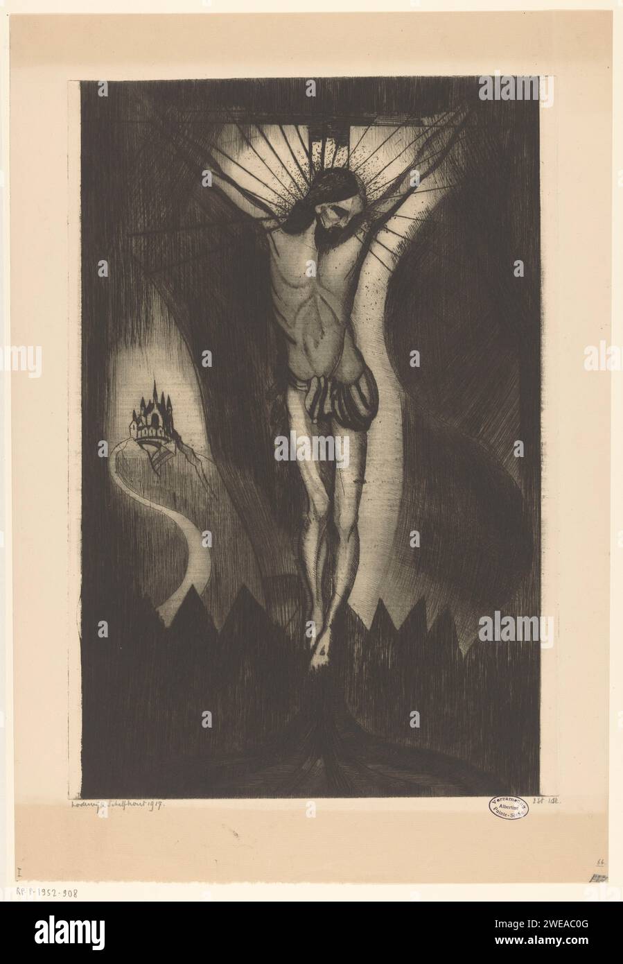 Christ on Het Kruis, Lodewijk Schelfhout, 1917 print Left in the ...