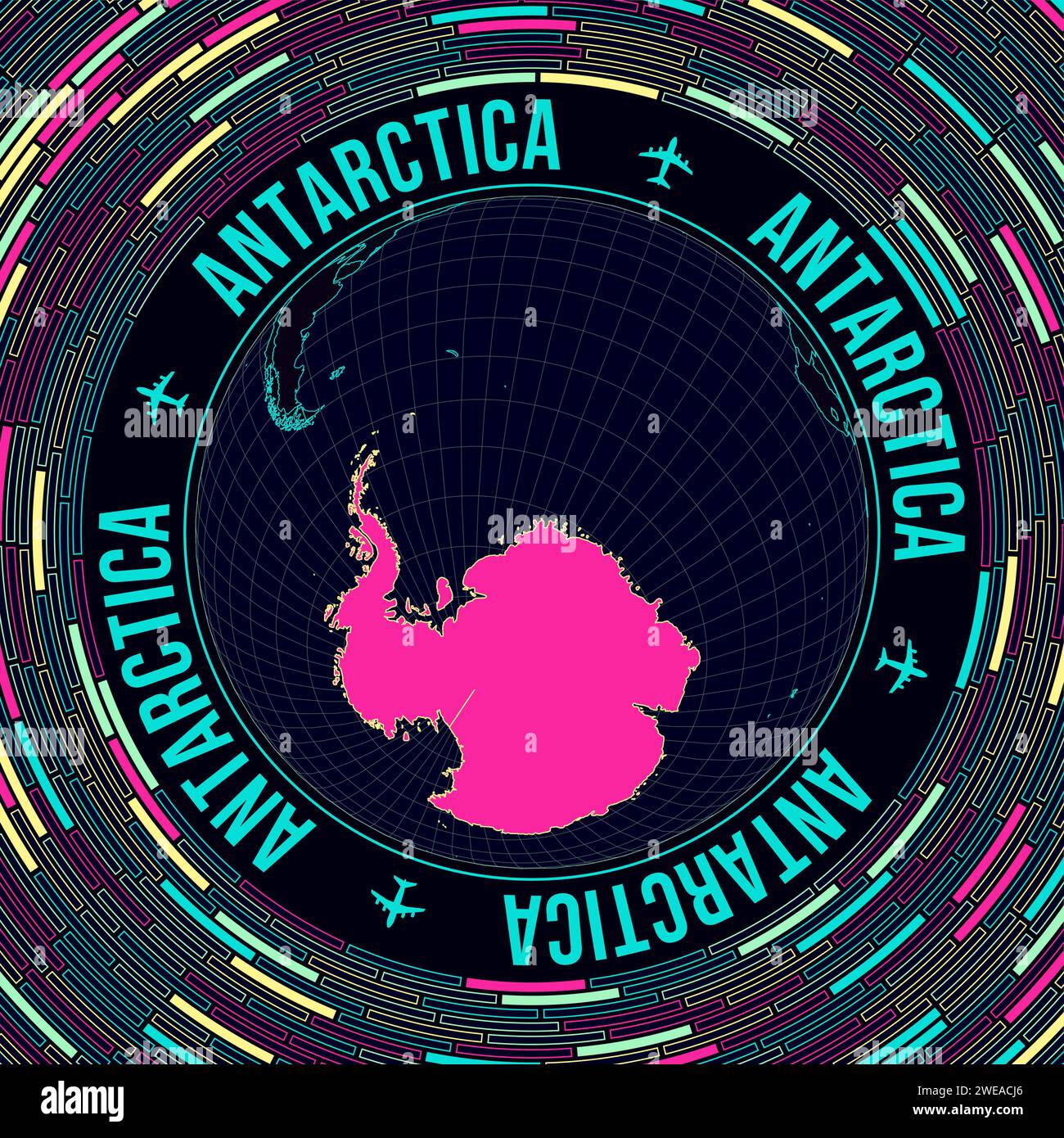 Antarctica on globe. Satellite view of the world centered to Antarctica ...