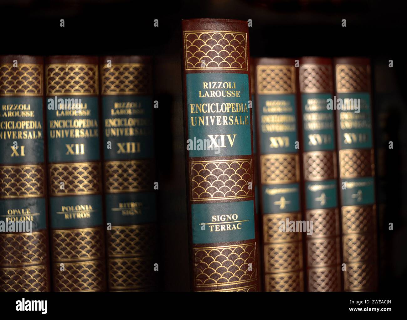 Turin, Piedmont, Italy 02-27-2023 Close up of Rizzoli Larousse ...