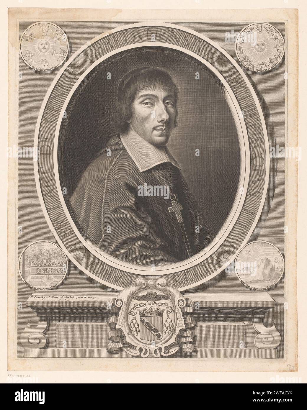 Portret van Charles Brust de Genlis, Pierre Landry, 1669 print Paris ...