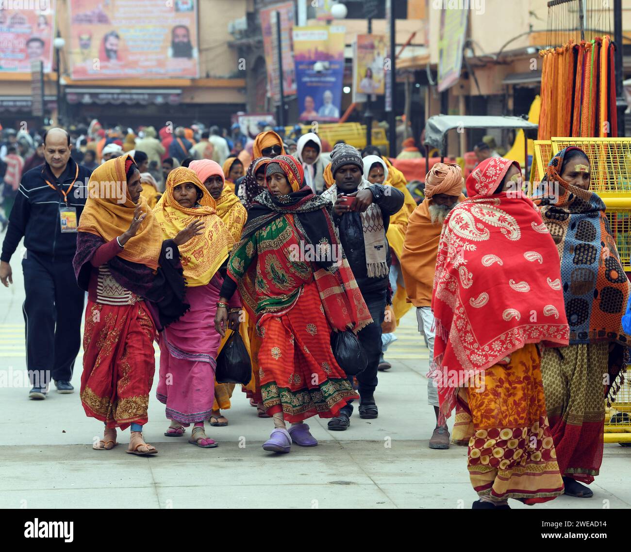 Ayodhya, Jan 21 (ANI): Devotees walking near Hanuman Gadhi ahead of Ram ...