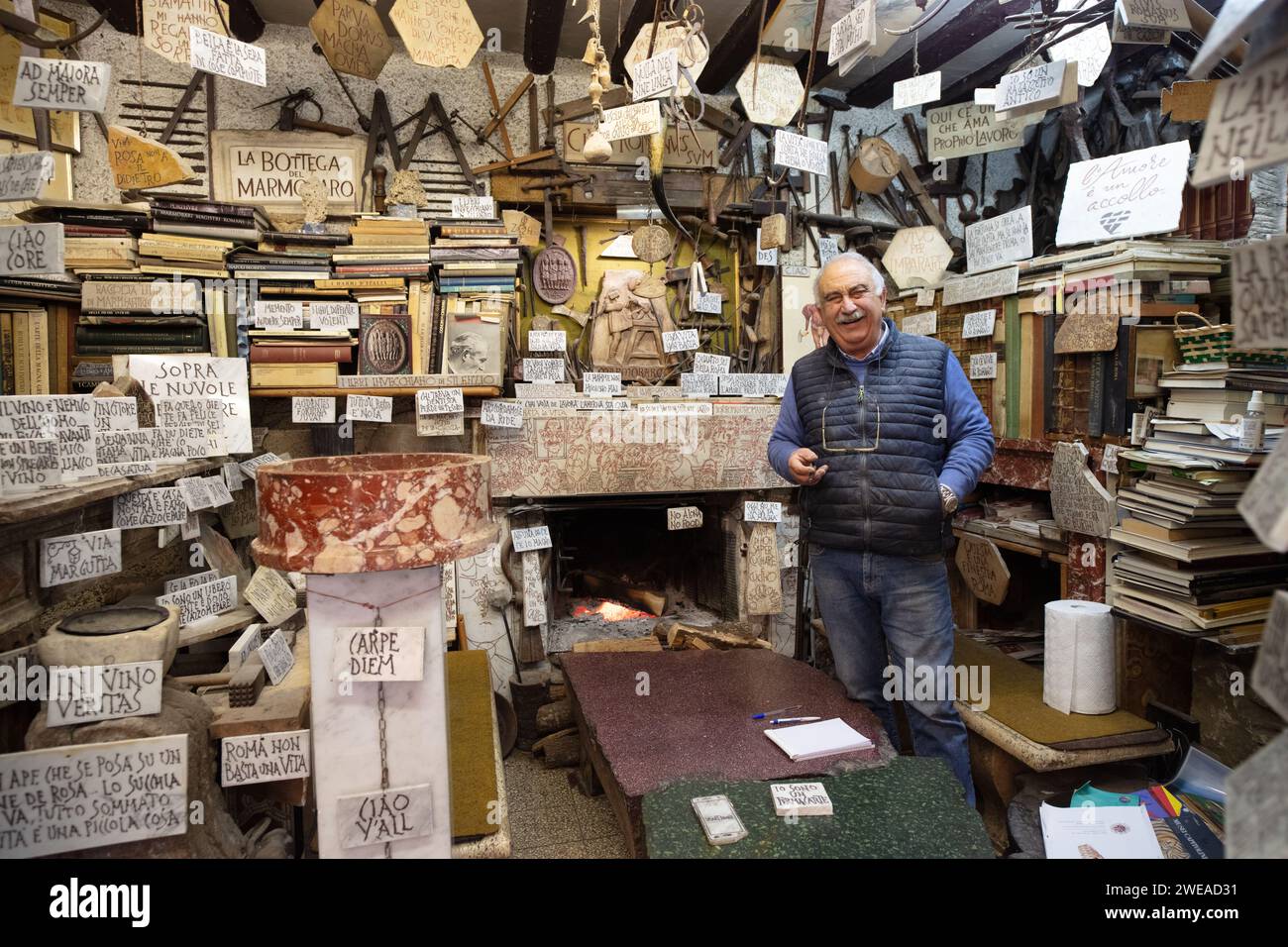 The marmoraro's workshop is a tiny ancient shop located in Via Margutta ...