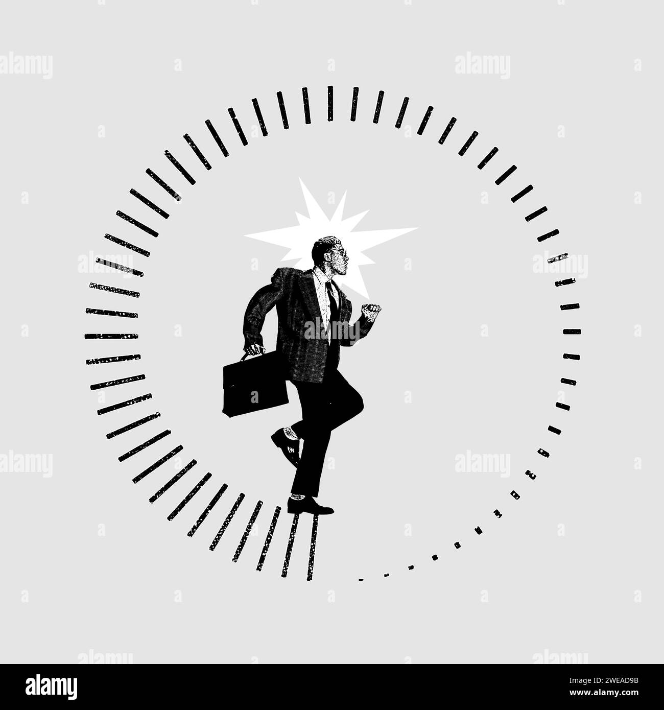 Issue of work-life balance and business race. Businessman running on ...