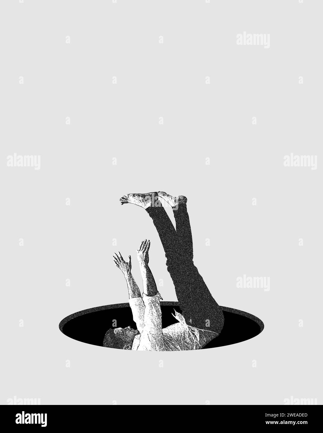 Man falling down into black hole symbolizing lost with reality ...