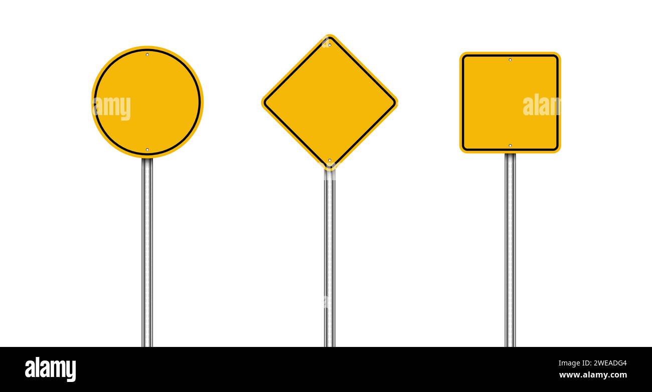 Yellow street road sign boards. roadsigns isolated. Vector illustration ...