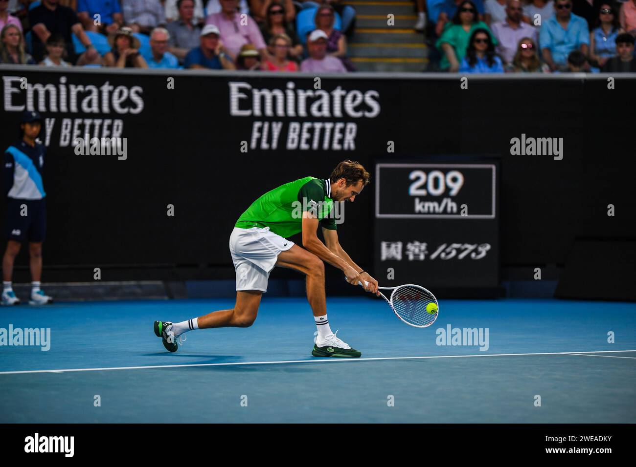 Melbourne, Australia. 20th Jan, 2024. Daniil Medvedev of Russa plays against Felix Auger ...