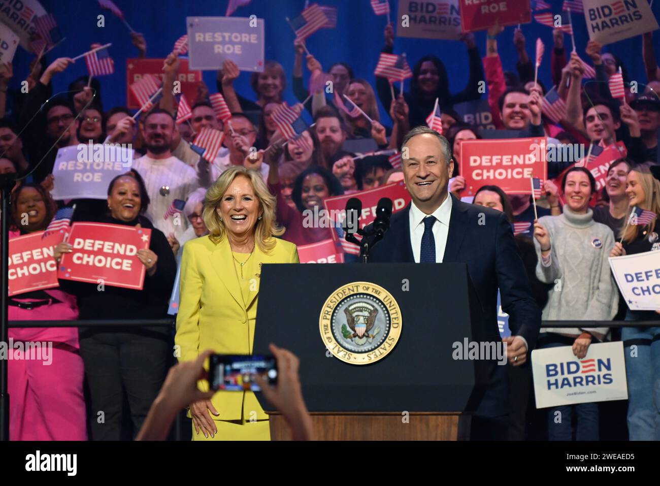 Second Gentleman, Doug Emhoff (Right) delivers remarks alongside First ...