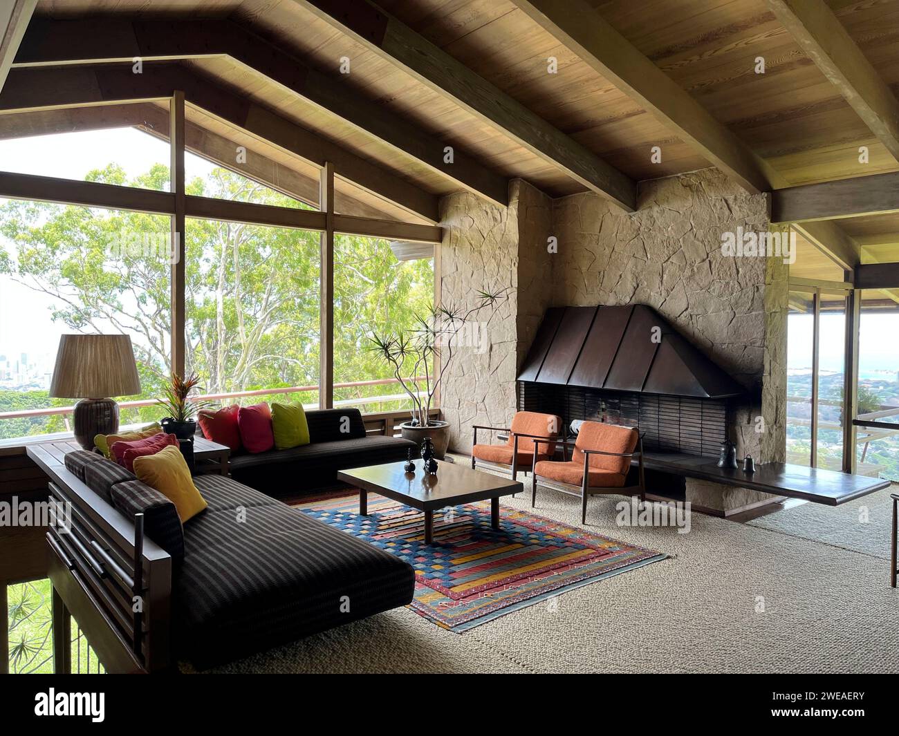 This image shows an interior view of the Liljestrand House in Honolulu ...