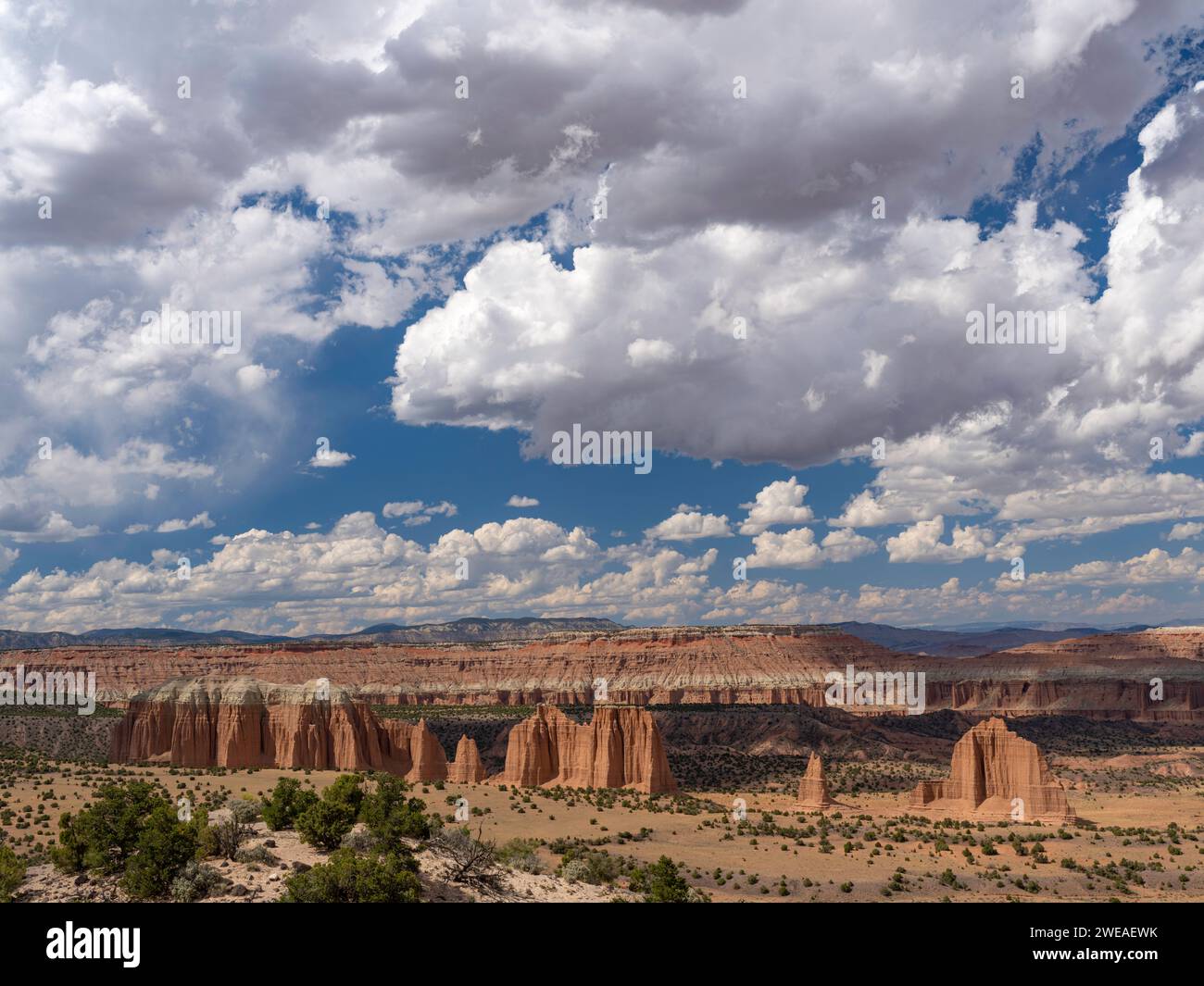 Sandstone monoliths soar in Upper Cathedral Valley, Capitol Reef ...