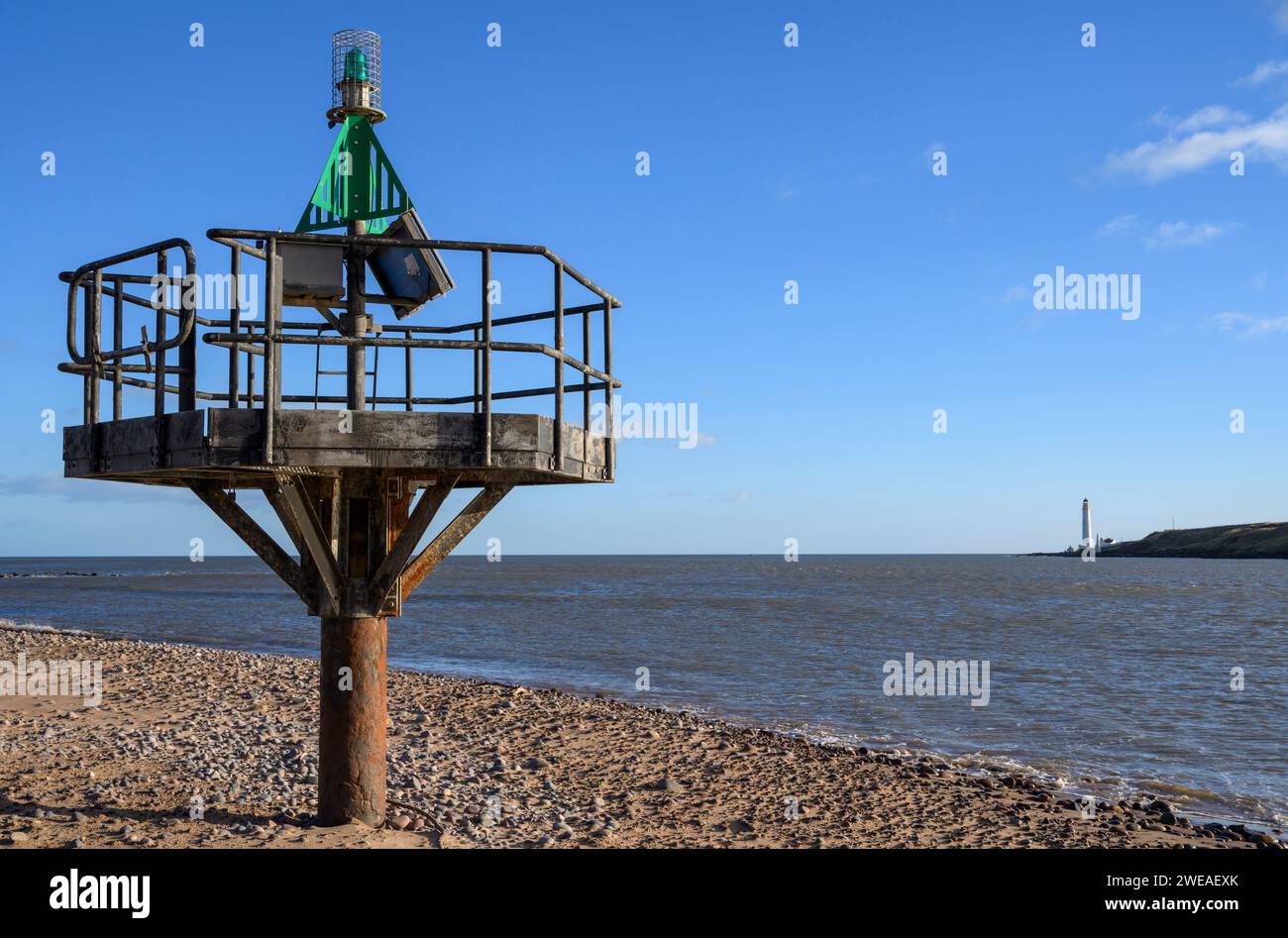 Starboard mark navigation aid at approach to Montrose port, Angus ...