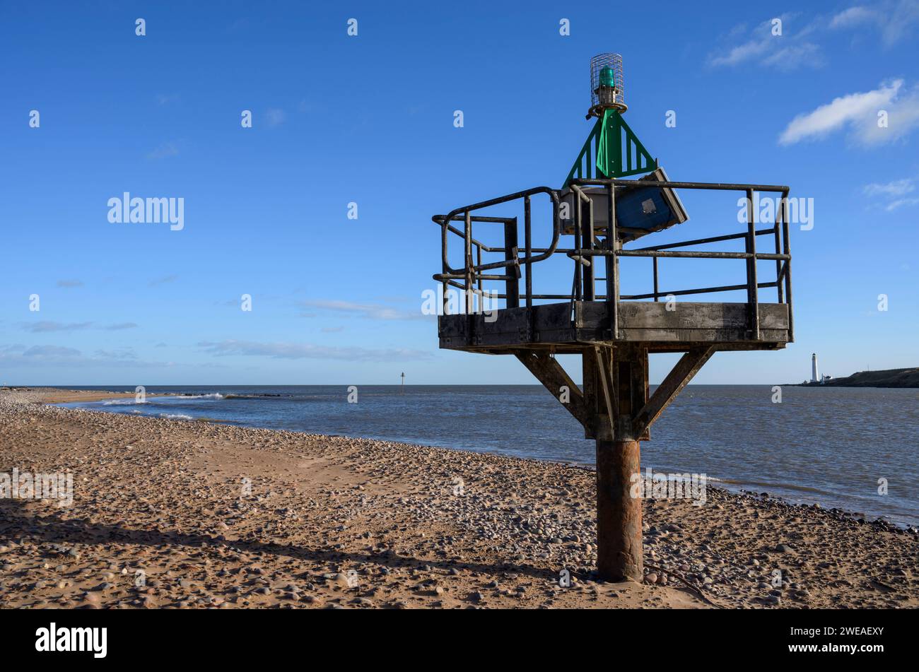 Starboard mark navigation aid at approach to Montrose port, Angus ...