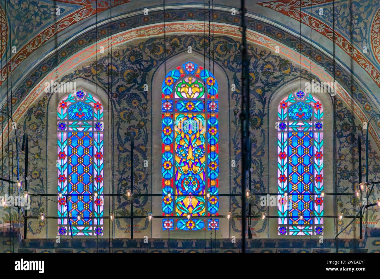 Istanbul, Turkey - November 8, 2023: Ornate stained glass windows of ...