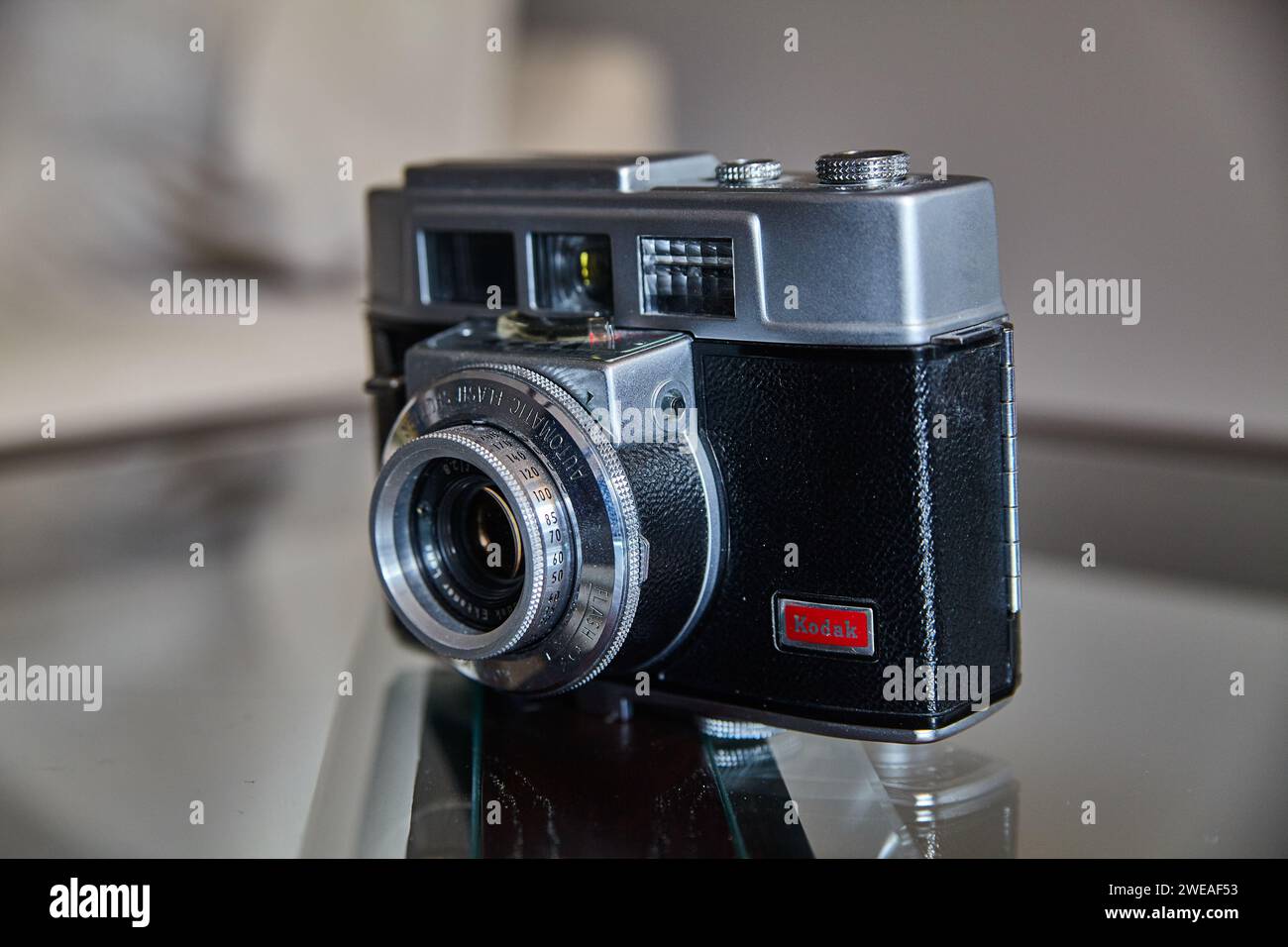 Vintage Film Camera on Reflective Surface with Soft Lighting Stock ...