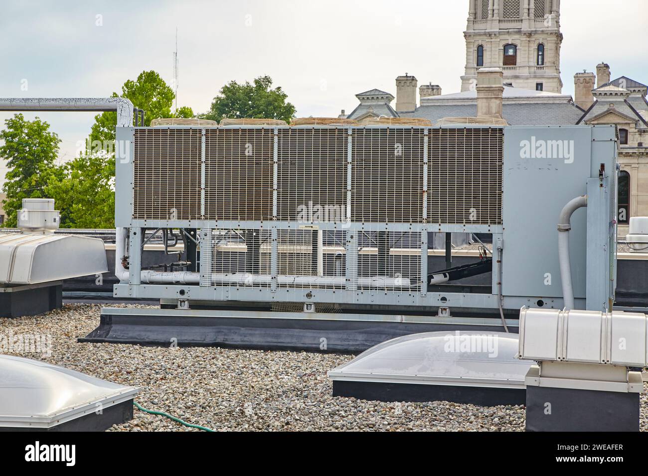 Industrial HVAC Unit on Historical Building Rooftop Stock Photo - Alamy