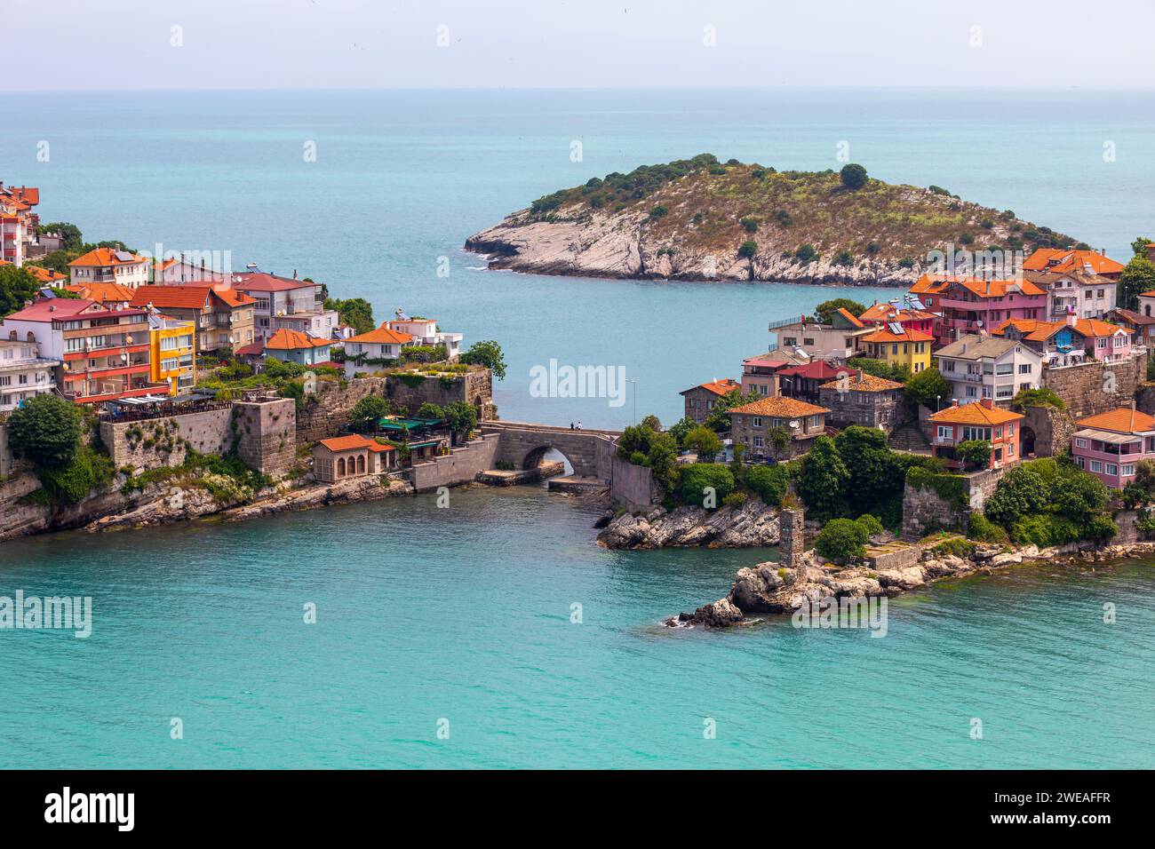 Beautiful cityscape on the mountains over Black-sea, Amasra. Amasra ...