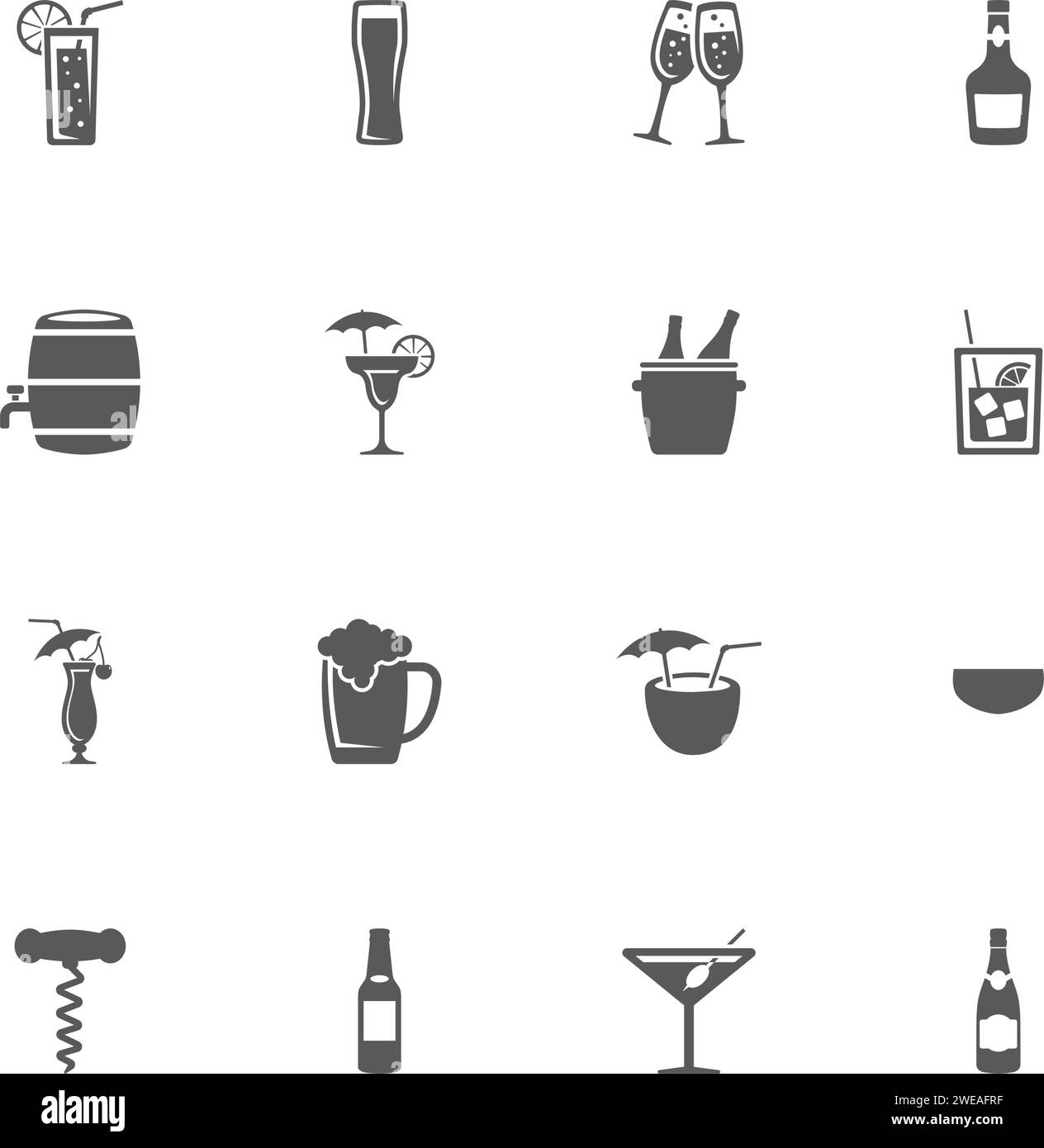 Alcoholic Icons Perfect Black Pictogram On White Background Flat Simple Vector Icon Stock