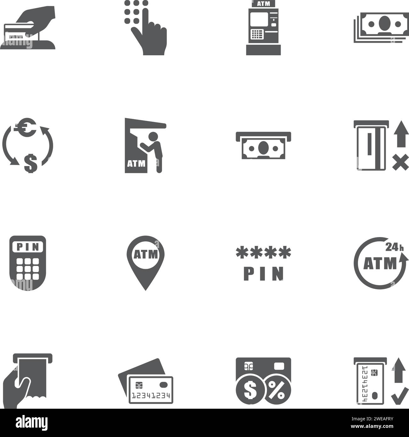 Atm icons. Perfect black pictogram on white background. Flat simple vector icon Stock Vector ...