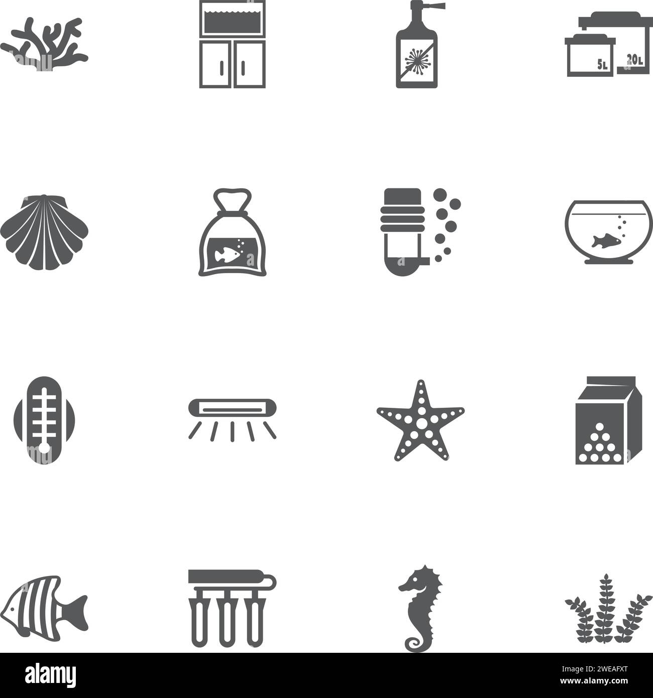 Aquarium icons. Perfect black pictogram on white background. Flat simple vector icon Stock ...