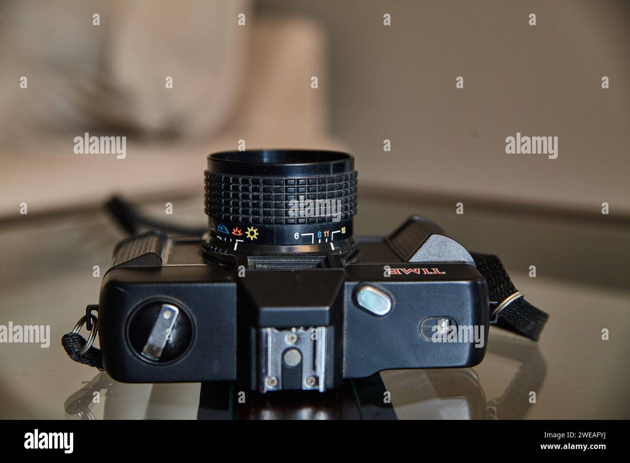 Vintage Film Camera on Reflective Surface with Soft Lighting Stock ...