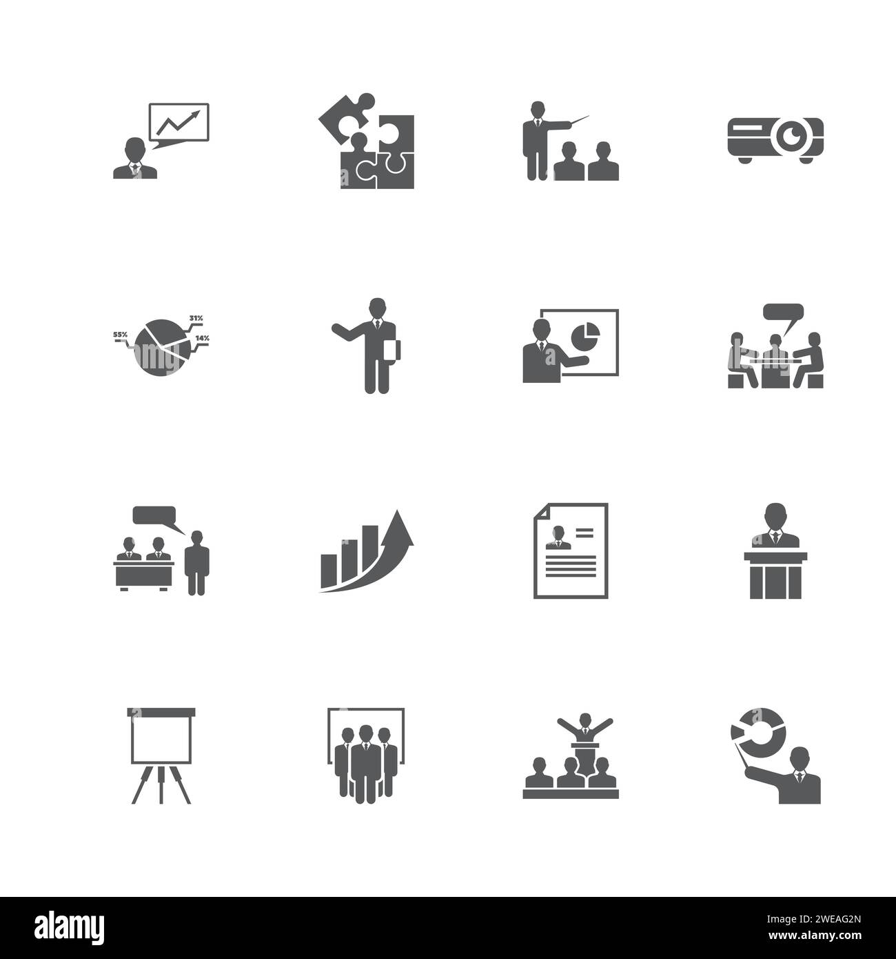 Business Presentation icons. Perfect black pictogram on white ...