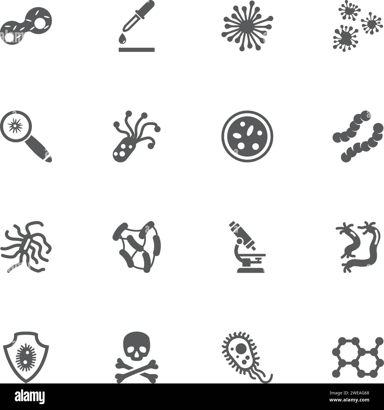 Bacteria icons. Perfect black pictogram on white background. Flat ...