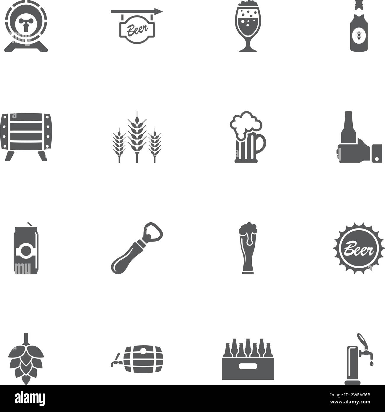 Beer icons. Perfect black pictogram on white background. Flat simple ...