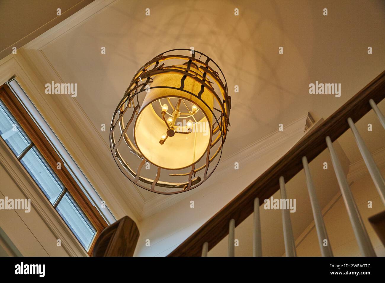 Elegant Ceiling Light Fixture in Modern Home Interior, Below View Stock ...