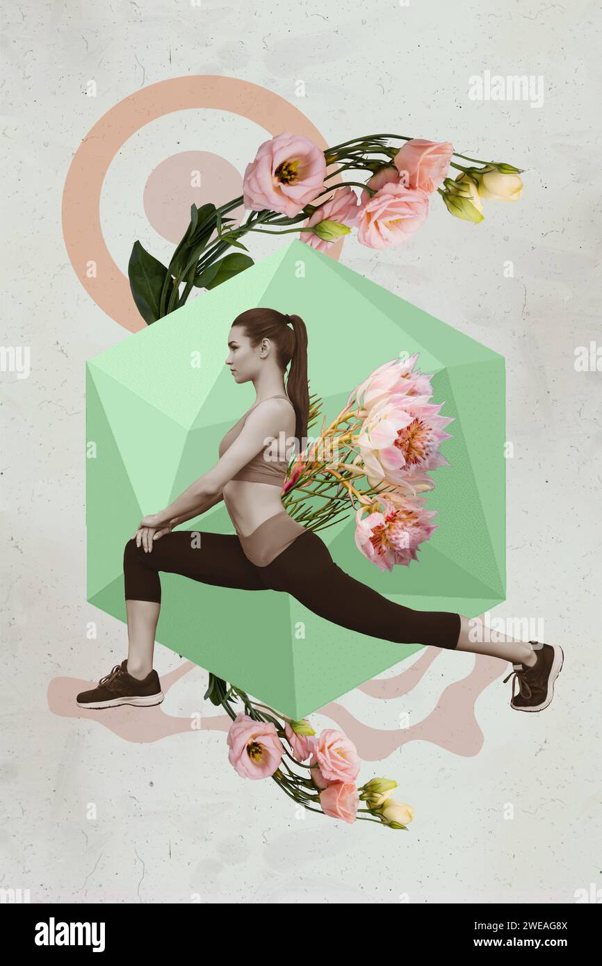 Vertical collage picture illustration retro effect concentrated ...