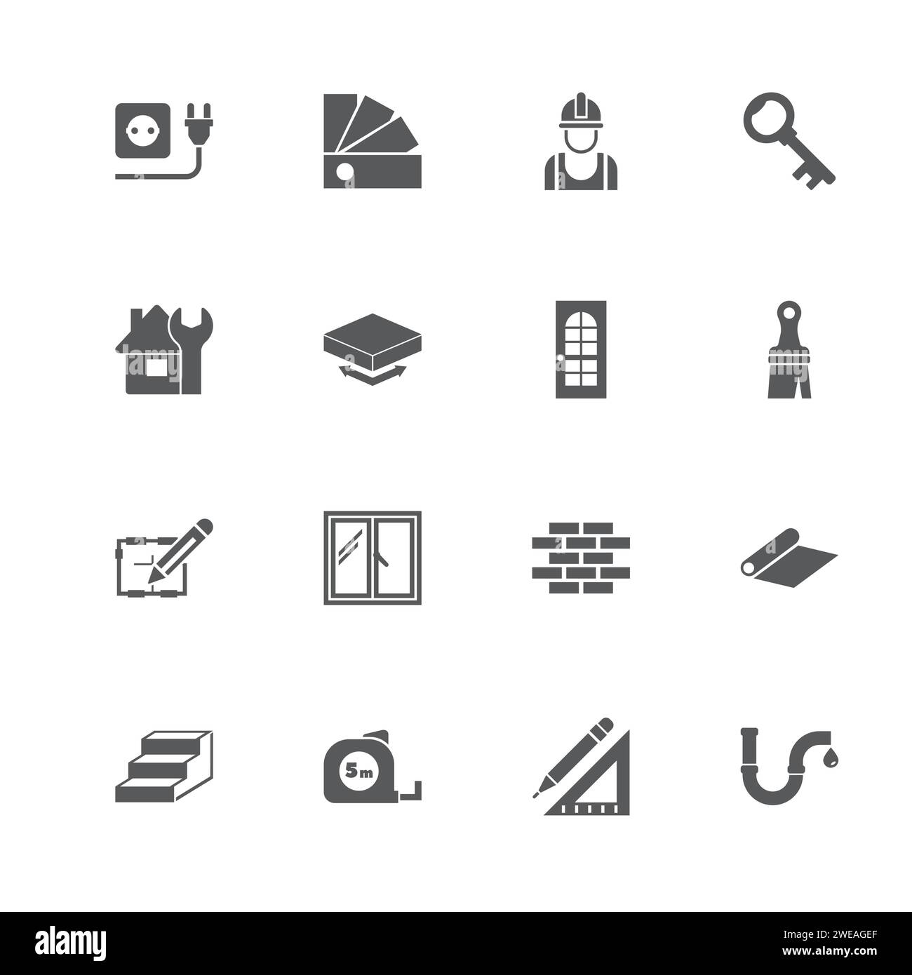 Building House icons. Perfect black pictogram on white background. Flat ...