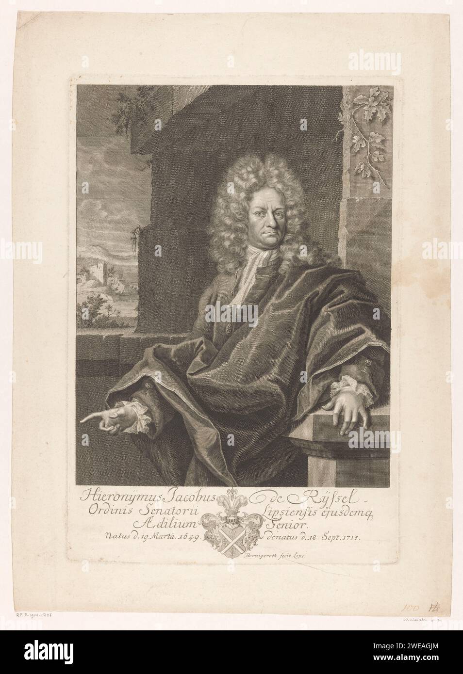 Portrait of Hieronymus Jacob of Ryssel, Martin Bernigeroth, 1715 - 1733 ...