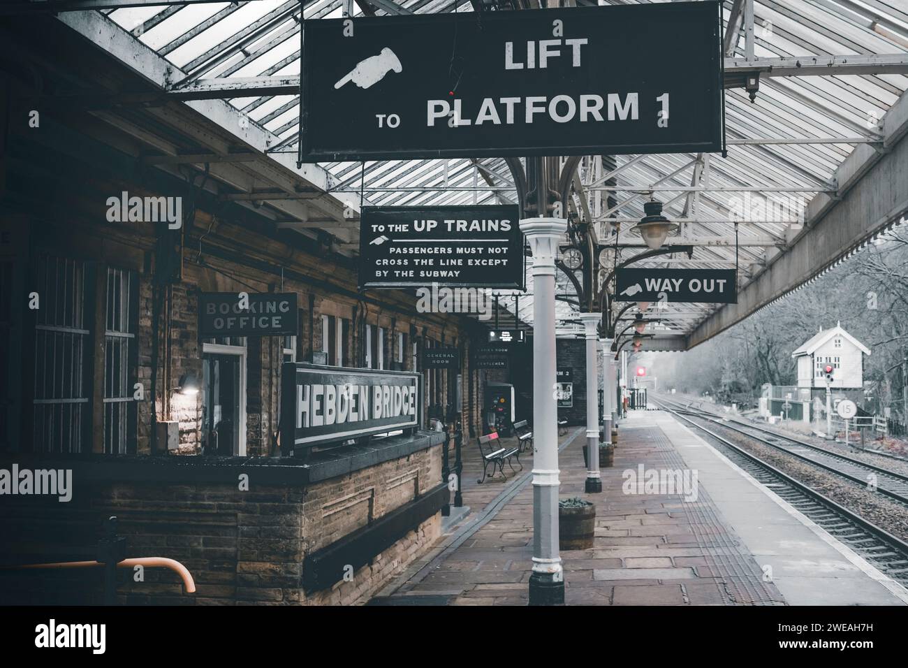 Hebden Bridge railway Station, Calderdale, West Yorkshire Stock Photo ...