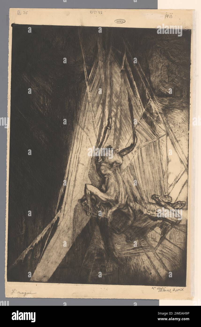 Spider web with human -like spider who caught a man in her web, Marcel ...