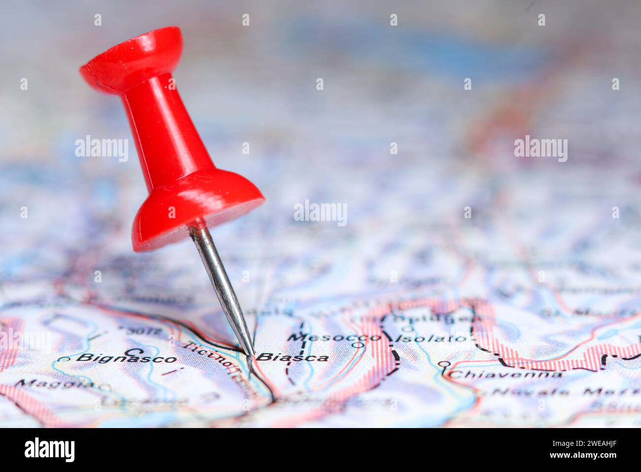 Biasca, Switzerland pin on map Stock Photo - Alamy