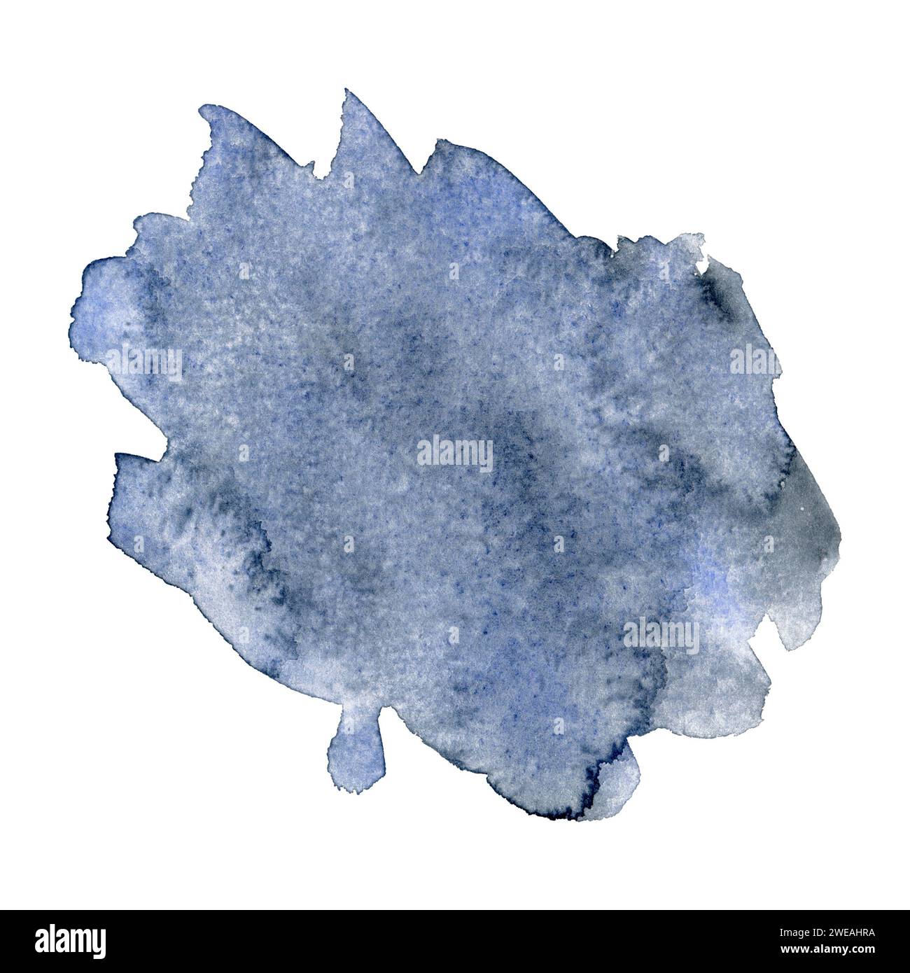 Watercolor Abstract dark blue splash on white background. Indigo splash ...