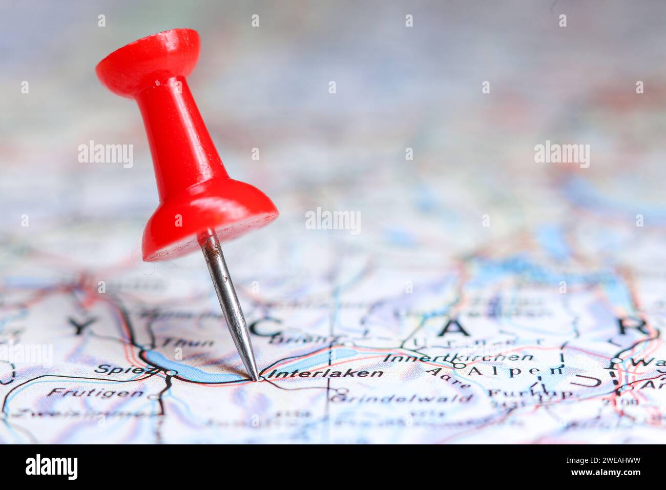 Interlaken, Switzerland pin on map Stock Photo - Alamy