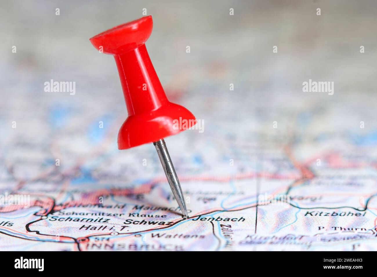 Jenbach, Switzerland pin on map Stock Photo - Alamy