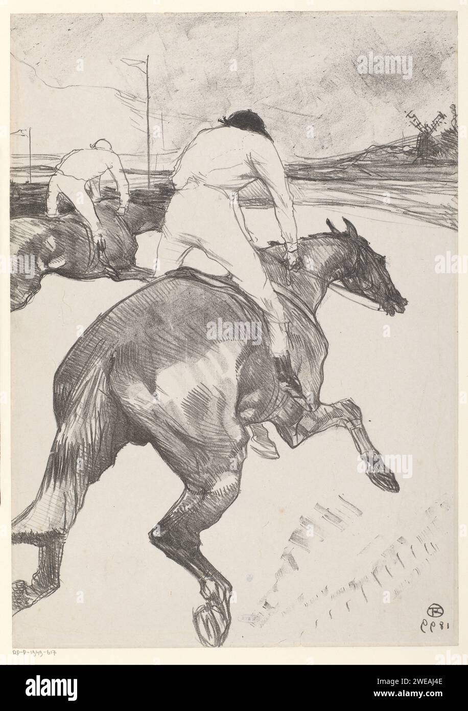Two Jockeys on Horse, Henri de Toulouse-Lautrec, 1899 print Paris paper ...