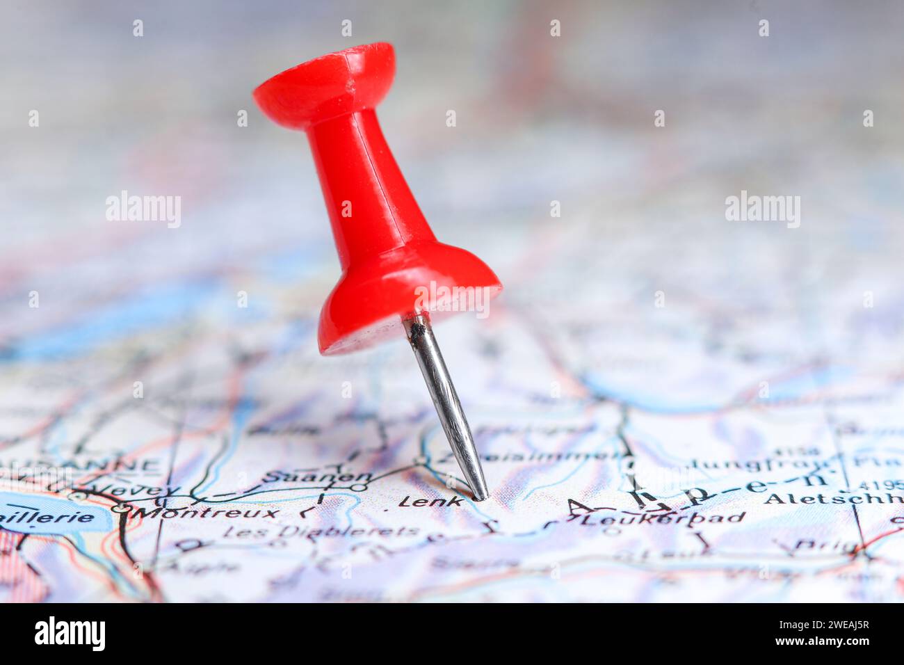 Lenk, Switzerland pin on map Stock Photo - Alamy