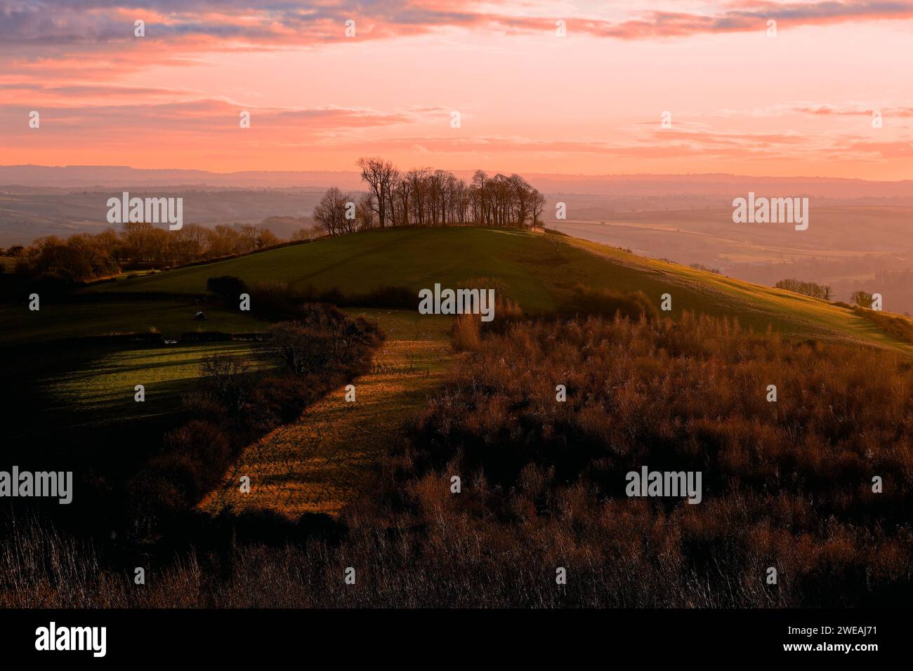 Kelston Roundhill sunset Stock Photo - Alamy