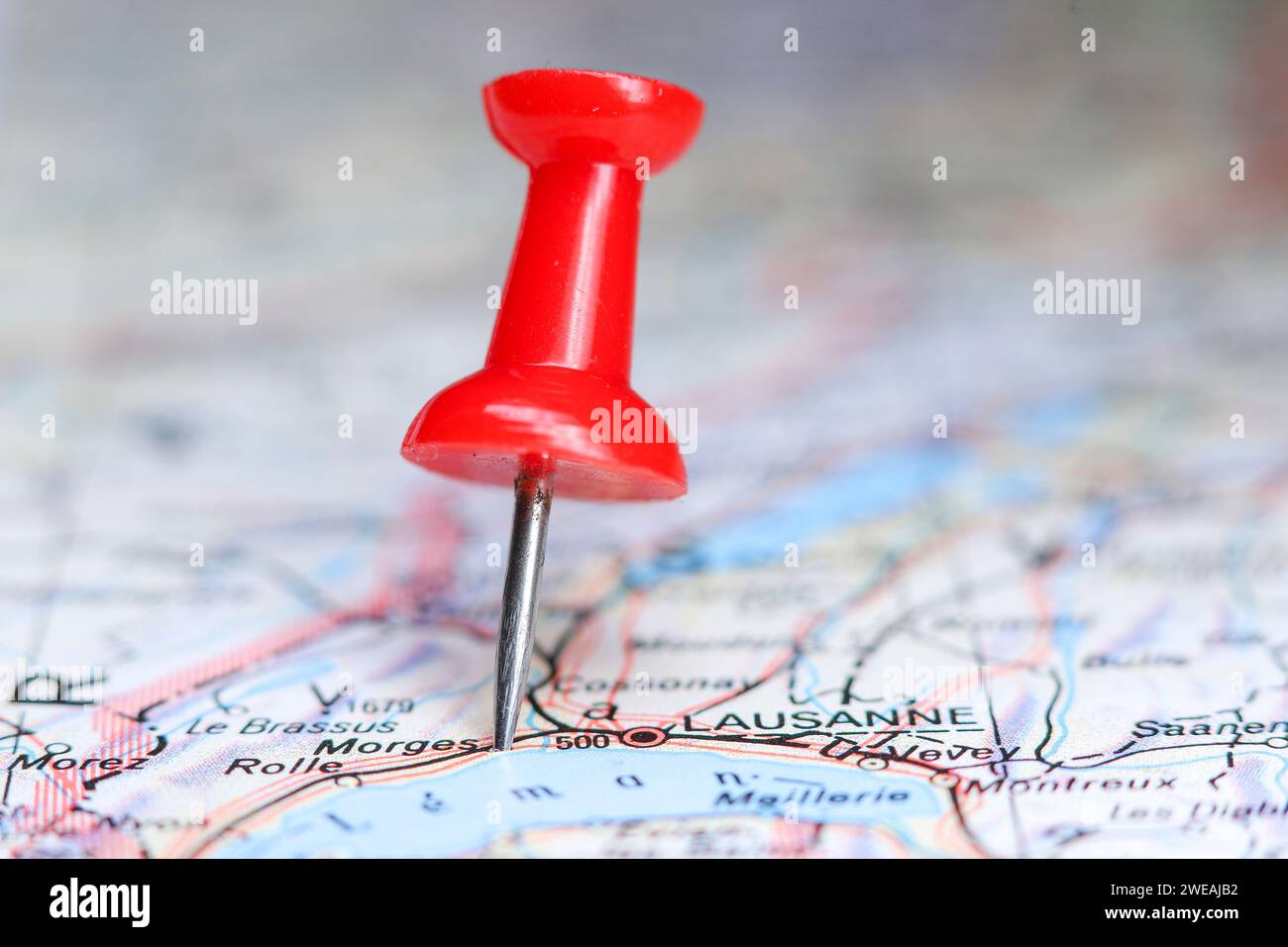 Morges, Switzerland pin on map Stock Photo - Alamy