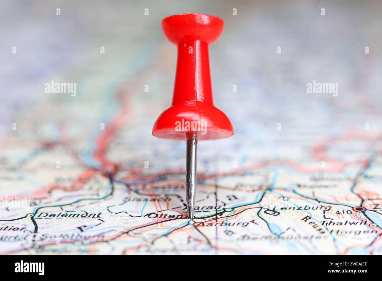 Olten, Switzerland pin on map Stock Photo - Alamy