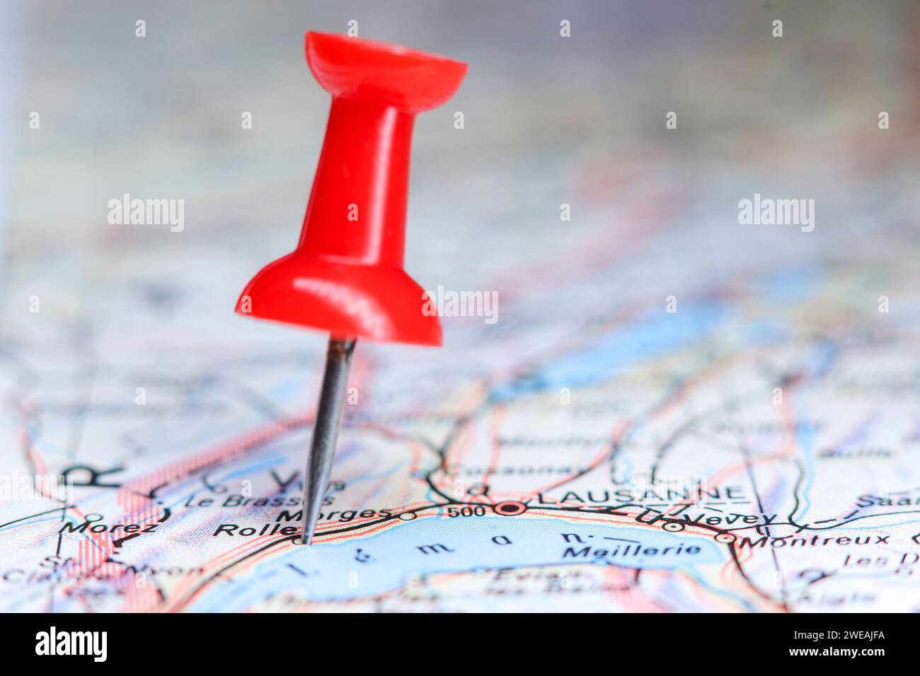 Rolle, Switzerland pin on map Stock Photo - Alamy