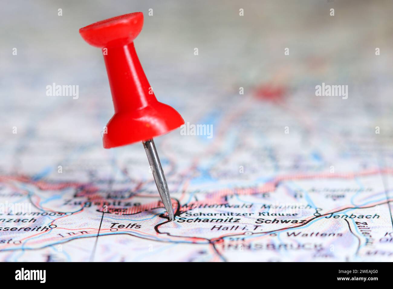 Scharnitz, Austria pin on map Stock Photo - Alamy