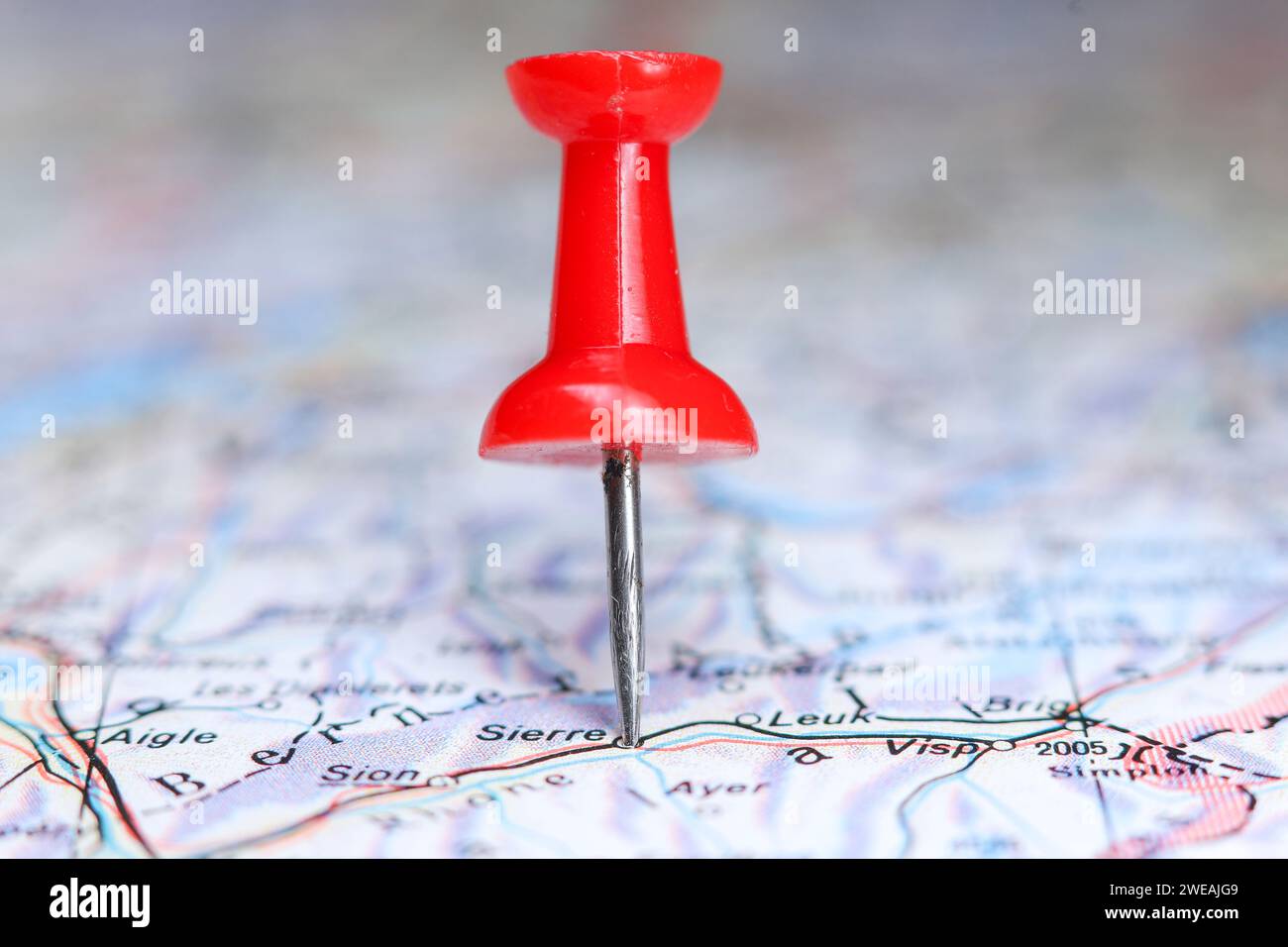 Sierre, Switzerland pin on map Stock Photo - Alamy