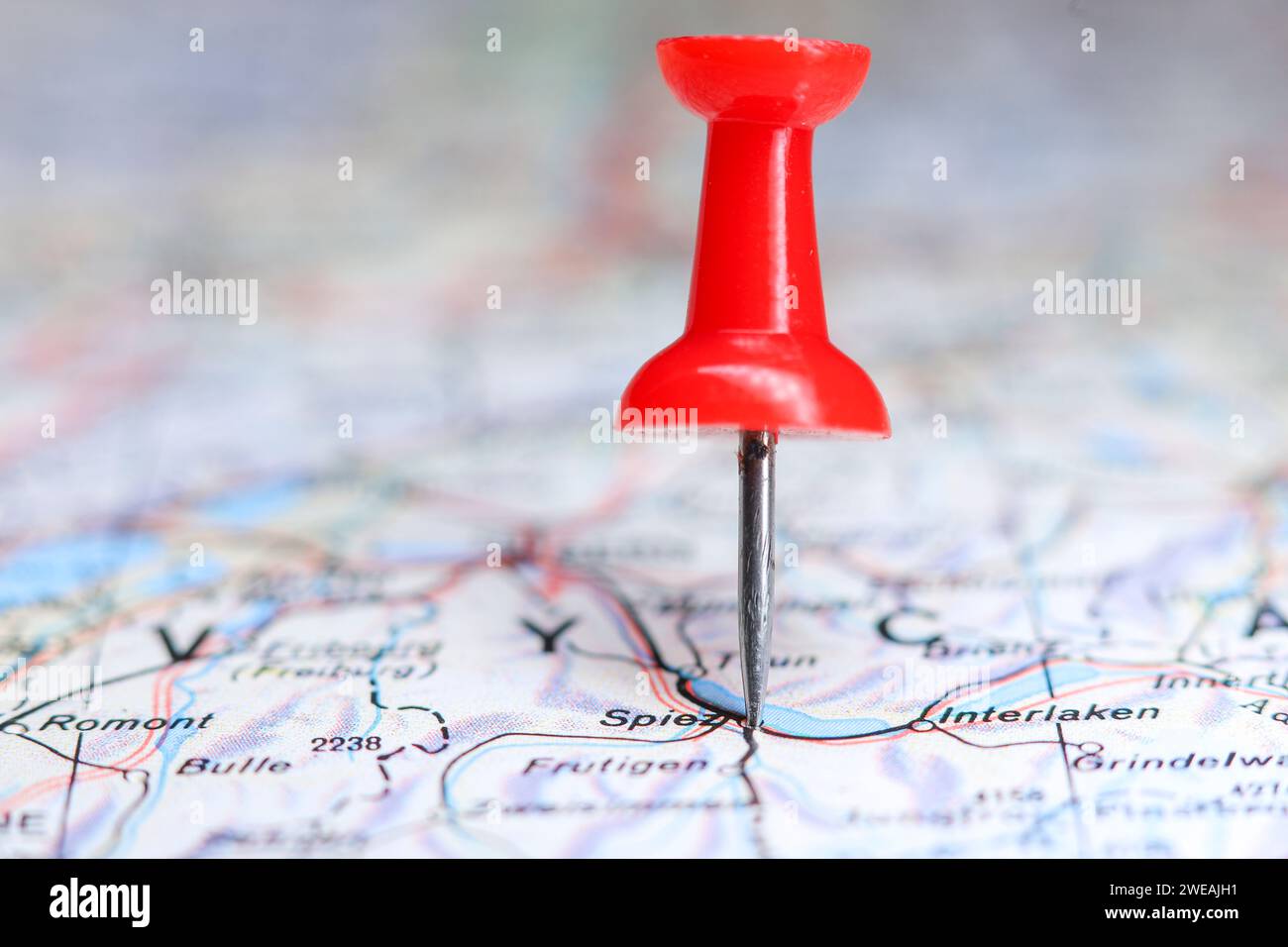 Spiez, Switzerland pin on map Stock Photo - Alamy