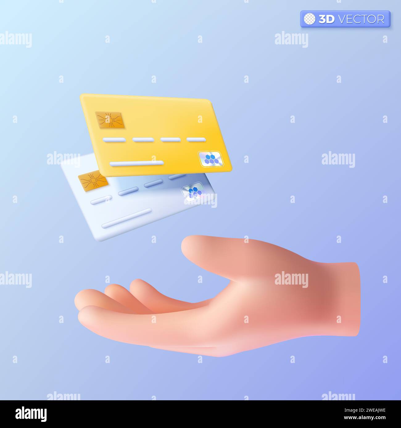 3d hand and credit card icon symbol. debit or credit card, Business ...