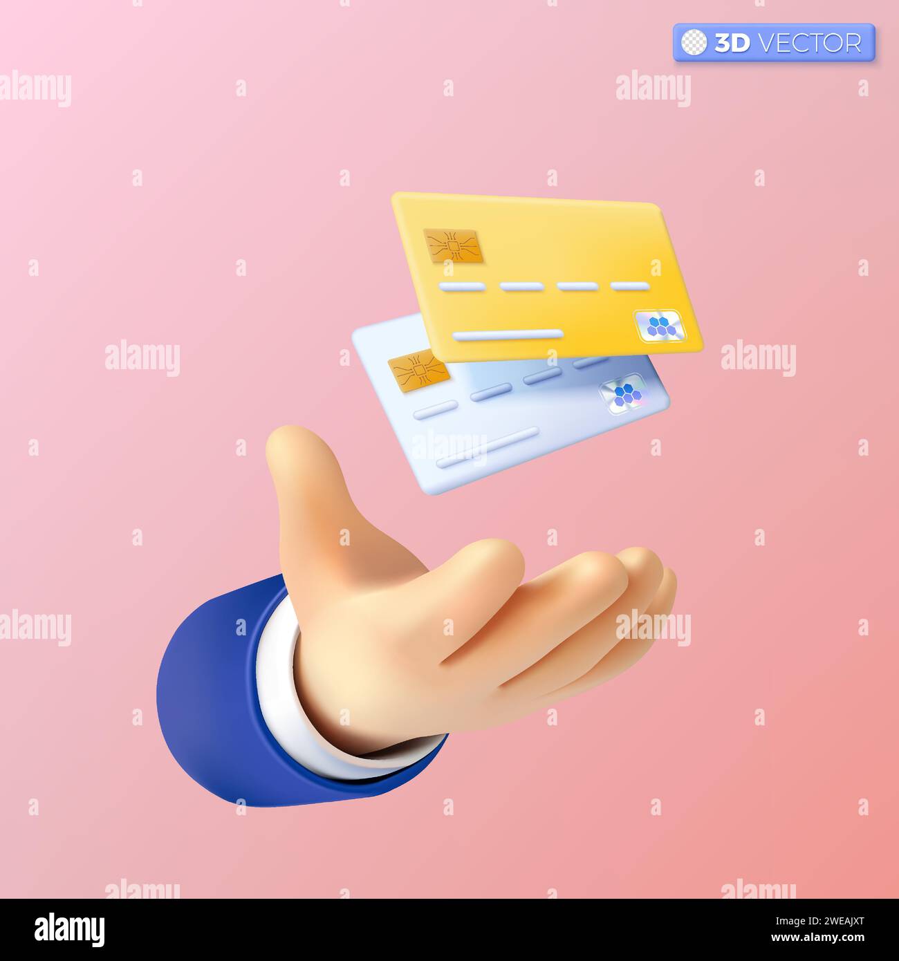 3d hand and credit card icon symbol. debit or credit card, Business ...